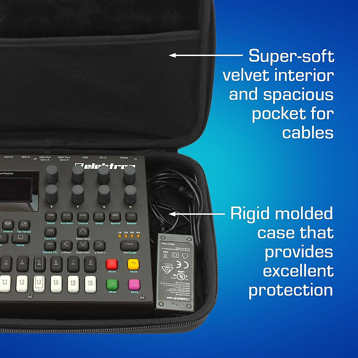 ANALOG CASES Elektron Digitakt/Syntakt/Digitone Case - Custom-Fitted Compact PULSE Hard Case for Travel