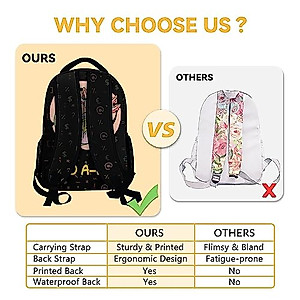 Eccustomized Girls Axolotl Backpacks, 16 Inches Kawaii Backpack for School, Black Durable Bookbag for Teens