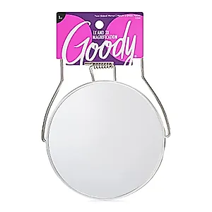 Goody Two-Sided Makeup Mirror with Stand - 1X and 3X Dual Sided Magnification - Lightweight & Portable Table Top Magnifying Vanity Mirror