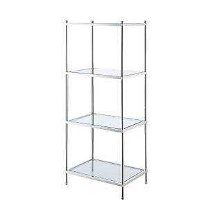 Convenience Concepts Royal Crest 4 Tier Tower, Chrome / Glass
