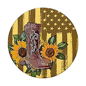 Cute Rodeo Sunflower Cowgirl Boot Farmer Lover gift idea PopSockets PopGrip: Swappable Grip for Phones & Tablets