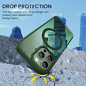 VEGO for iPhone 13 Pro Max Magnetic Case, Clear Hard PC Back Cover Shockproof Protective Slim Bumper Case with Built-in Strong Magnets for iPhone 13 Pro Max & iPhone 12 Pro Max 6.7"- Alpine Green