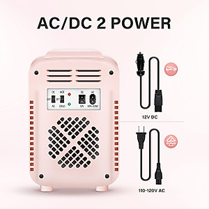 Simple Deluxe Portable Mini Fridge, 4L/6 Can Cooler and Warmer Compact Refrigerator for Skincare, Cosmetics, Beverage, Food, 110V AC/12V DC, for Bedroom, Office, Car, Dorm, Freon-Free, Pink