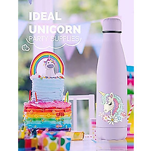Onebttl Unicorn Gifts, Unicorn Party Supplies, Stainless Steel Water Bottle, Kids Water bottle 17oz/500ml Double Wall Vacuum Insulated Thermo Bottle PURPLE FLOWER