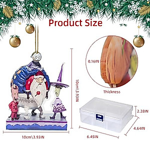 Gadluckki 2024 Night mare Before Christmas Tree Decorations, 9PCS Acrylic Cute Jack and Sa&lly Christmas Pendants Hanging, 2D Flat Ornaments with Printing and Car Interior, 10cm/3.93in