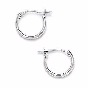 14k White Gold 10mm Round Hoop Earrings Jewelry Gifts for Women