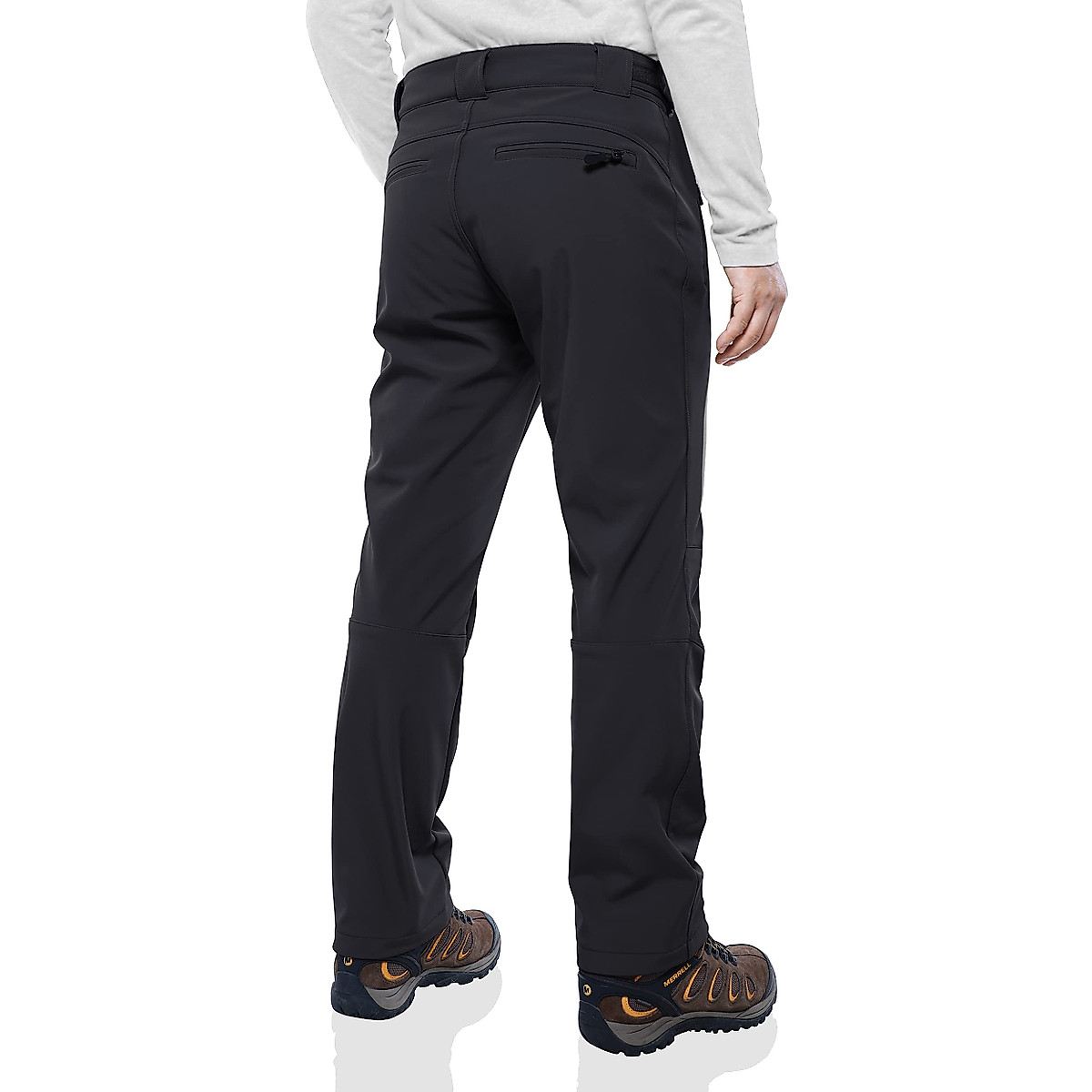 Outdoor Ventures Men's Lite Waterproof Windproof Fleece Lined Warm Hiking Ski Snow Pants Expandable-Waist