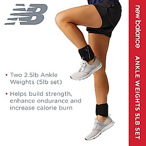 New Balance Ankle Weights For Women & Men - Adjustable Strength Training Weight Sets for Walking, Running, Pilates, Yoga, Aerobics, Cardio Exercises (Available in 3, 5lb & 8 Pound Sets), 5lb Set