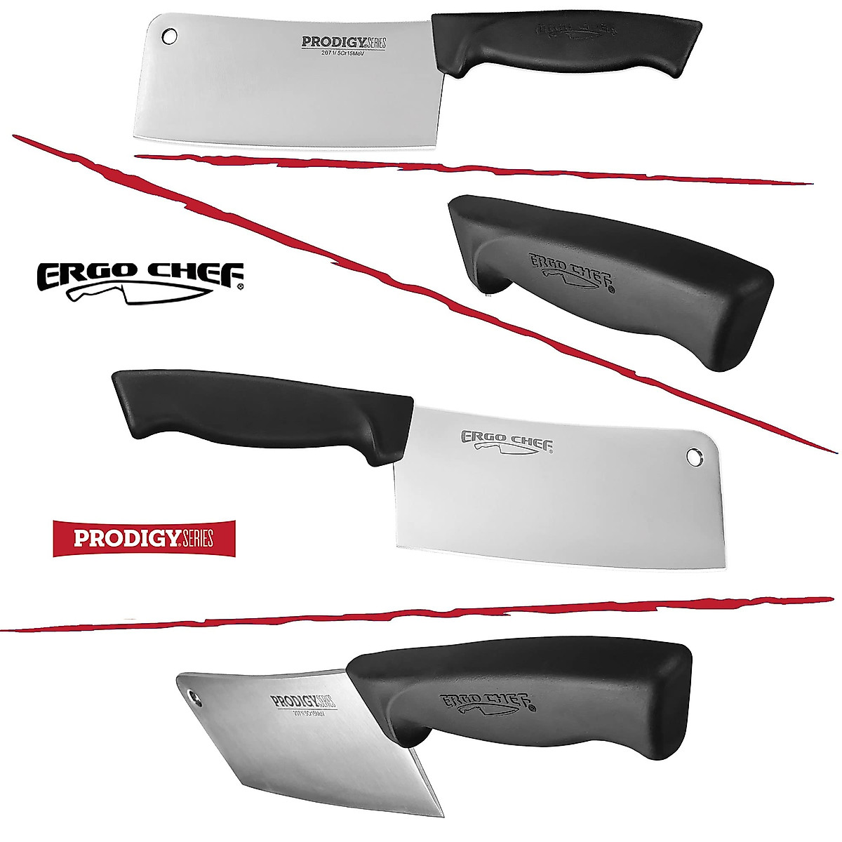 Ergo Chef Prodigy Series 7-Inch Meat Cleaver Chopper Butcher Knife - Heavy Duty Thick Blade, High Carbon Stainless Steel, Ergonomic non-slip Comfort Grip Handle