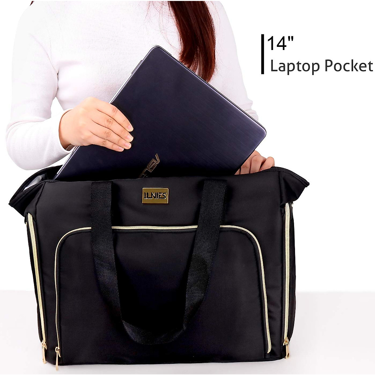 Lunies Breast Pump Bag Diaper Tote Bag, Double Layer Breastmilk Storage Bag for Travel, Large Capacity Baby Diaper Bag, Pumping Bag with Insulated Pockets