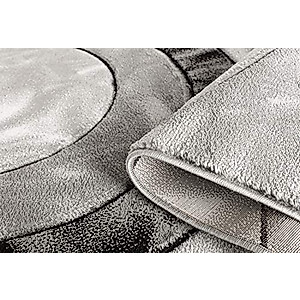 GLORY RUGS Area Rug Modern 5x7 Grey Black Circles Geometry Soft Hand Carved Contemporary Floor Carpet Fluffy Texture for Indoor Living Dining Room and Bedroom Area