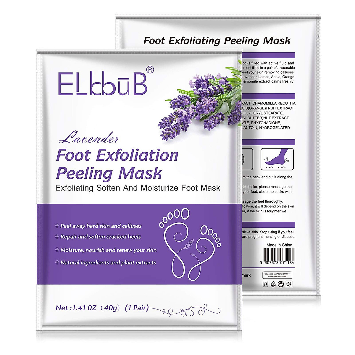 Foot Peel Mask - 5 Pack Foot Mask for Dry Dead Skin, Callus, Repair Rough Heels - Make Your Feet Baby Soft Get Smooth Silky Skin - Lavender