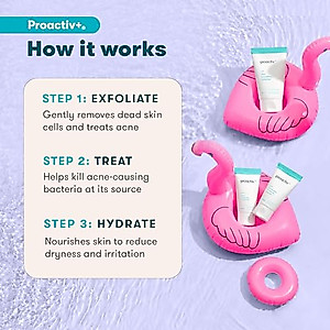 Proactiv+ 3 Step Advanced Skincare Acne Treatment - Benzoyl Peroxide Face Wash, Salicylic Acid Exfoliator for Face And Pore Minimizer - 30 Day Complete Acne Skin Care Kit