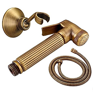 ZLOCYIVHE Toilet Spray Gun Set Hand Held Bidet Sprayer for Toilet Hand Shower for Toilet Use Cold Water Antique with Hose Brass Bidet Shower Sprayer