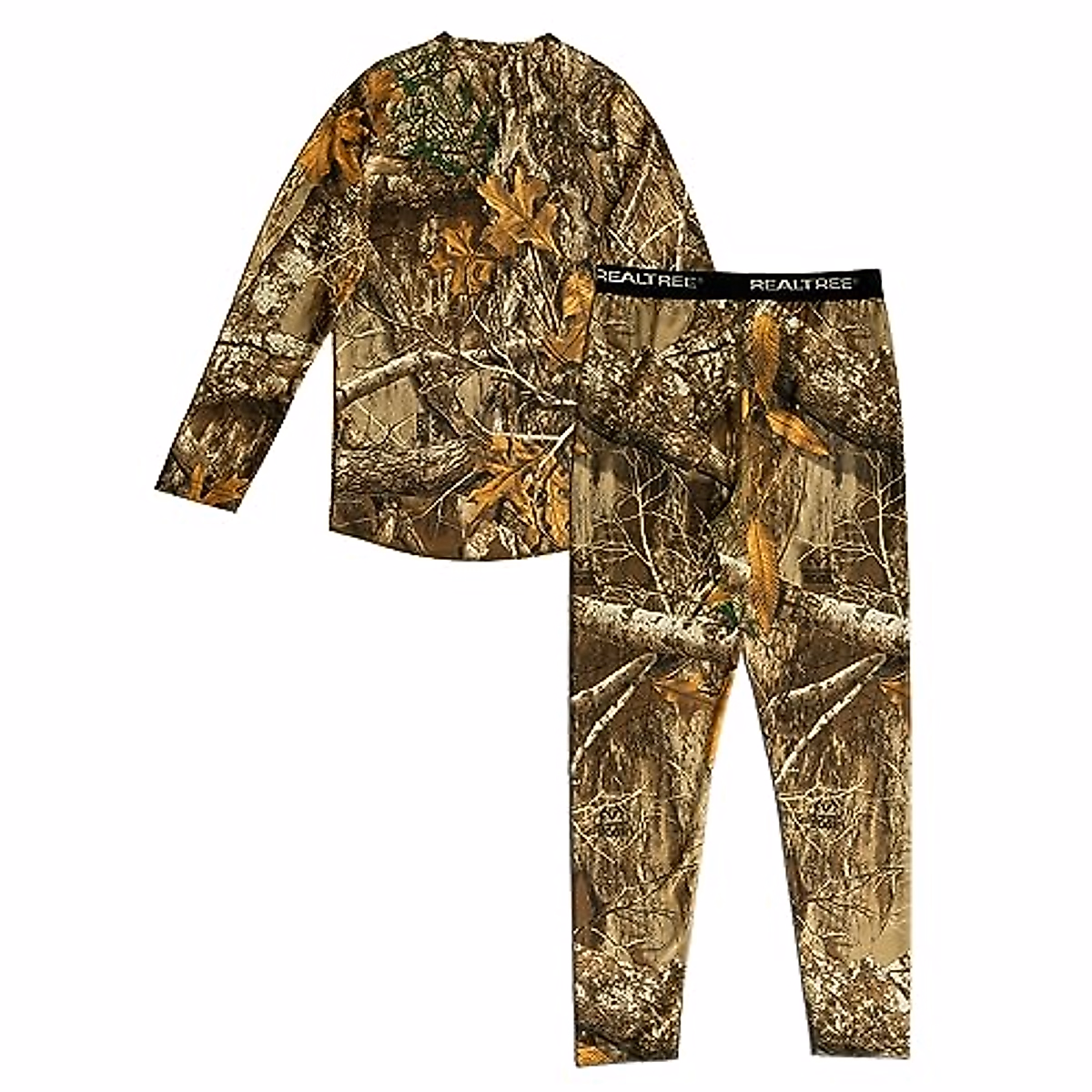 Realtree Unisex Kid's Performance Thermal Underwear Long Johns Base Layer Set, Edge, 8