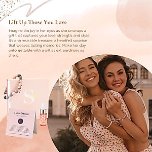 Aromatherapy Bracelet and Lavender Essential Oil Gift Set, Chakra Crystal Beaded Bracelets for Women, Pink Zebra Jasper Love Lock and Lava Diffuser, Self Care Mindfulness Birthday Gifts