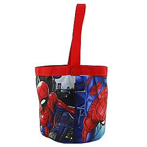 Marvel Spider-Man Boys Collapsible Nylon Gift Basket Bucket Tote Bag (One Size, Red/Blue)