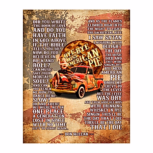 American Pie - Don McLean Music Decor Wall Art, This Wall Decor Rustic American Flag Print is Great For, Office Decor, Home Decor, Bedroom Decor, or Man Cave Room Decor Aesthetic, Unframed - 11x14