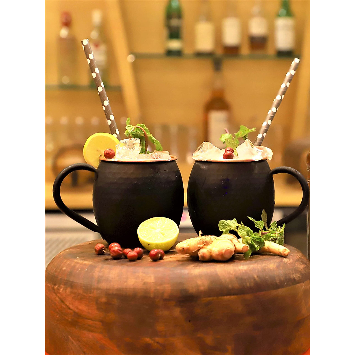 Staglife Black Matte Moscow Mule Copper Mugs, 20 Oz [Set of 2] + 16 Oz [Set of 2]