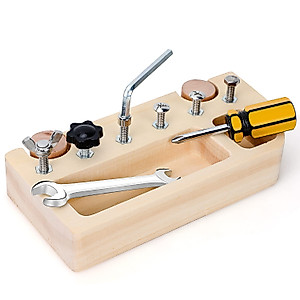 TOY Life Wooden Montessori Screwdriver Board Set for 3 4 5 Toddler & Kid, Preschool Learning Sensory Busy Bus Toys