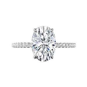 Handmade 18K Gold 4 CT Oval Cut VVS1 Colorless Moissanite Engagement Rings for Women Bridal Set Solitaire Wedding Rings for Promise Gifts (White, 8)