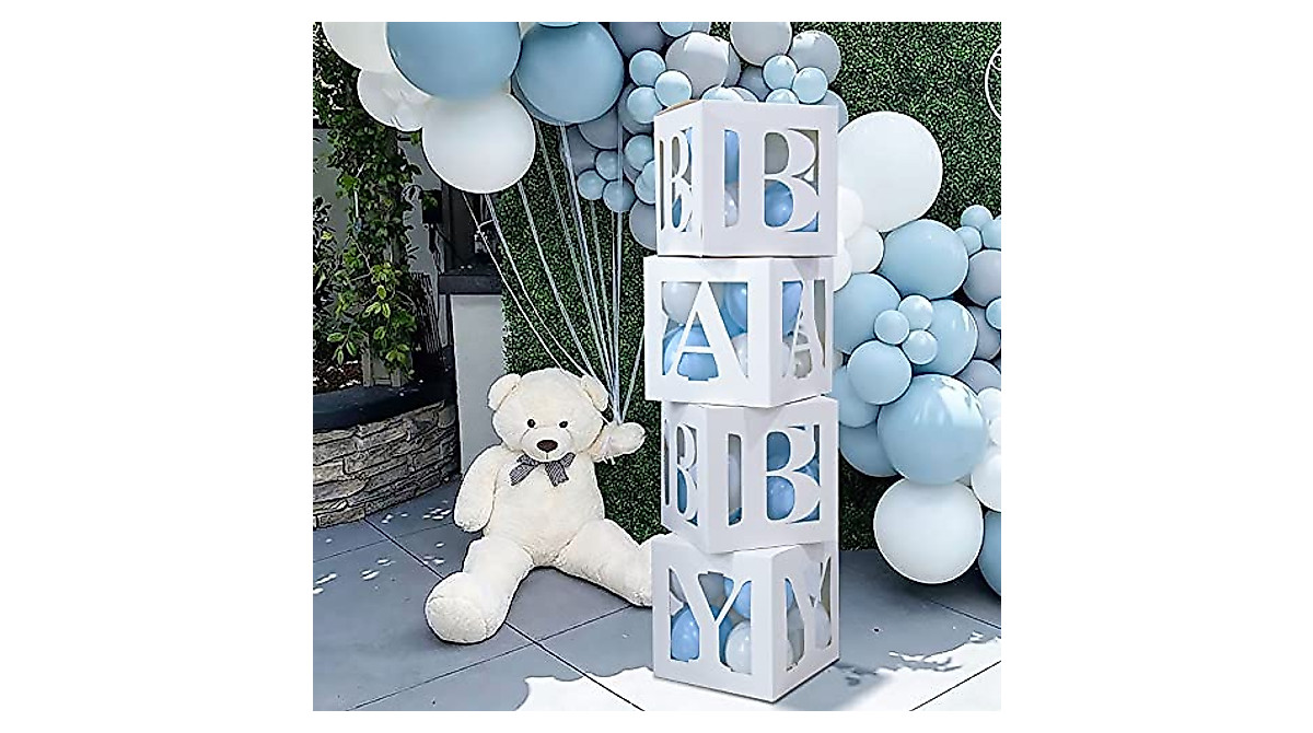 Baby Shower Decorations - 4 Hollow-out BABY Boxes