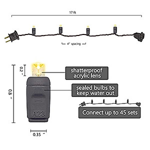 UL Certified LED Christmas String Lights, 17 Feet 50 Count 5MM Wide Angle Christmas Light Set, Brown Wire, Connectable String Light for Patio Garden Wedding Holiday (Warm White)