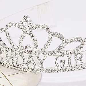AOPRIE Diane Birthday Crowns for Women Silver Tiaras for Girls Crowns for Girls Rhinestone Crystal Decor Headband