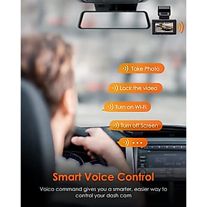 Vantrue E2 Dash Cam Front and Rear with Voice Control, 2.7K + 2.7K Dual Dash Camera for Cars, WiFi, GPS, STARVIS Night Vision, Buffered Parking Mode, G-Sensor, 2.45" IPS, 160°, WDR, Support 512GB