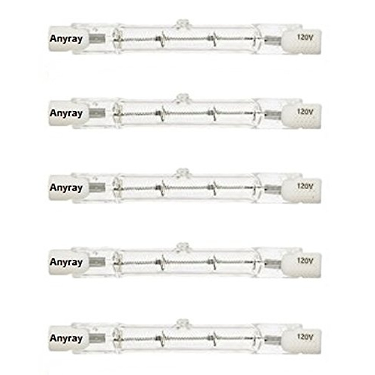 Anyray A1824Y (5-Pack) 120V 50W 50 Watt J Type DE T3 78mm Halogen Bulbs 3 1/8'' inch