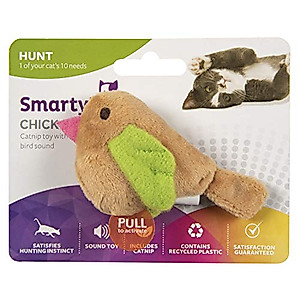 SmartyKat Chickadee Chirp Electronic Sound Cat Toy, Contains Catnip, Battery Powered - Light Brown, One Size