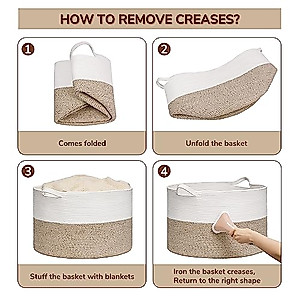 Goodpick Large Cotton Rope Basket, 83L Big Woven Storage Basket, Blanket Organizers and Storage, Baby Nursery Laundry Basket, Extra Large Toy Bin for Storage, 21.7 x 13.8 inches