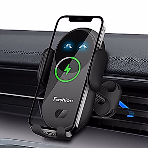 Wireless Car Charger Phone Holder Mount, BENBOAR Phone Mount for Car,Cute Phone Mount with 10W Charging Smart Sensor Auto-Clamping Phone Holder for Car Air Vent fit iPhone Samsung etc Smartphone,Black