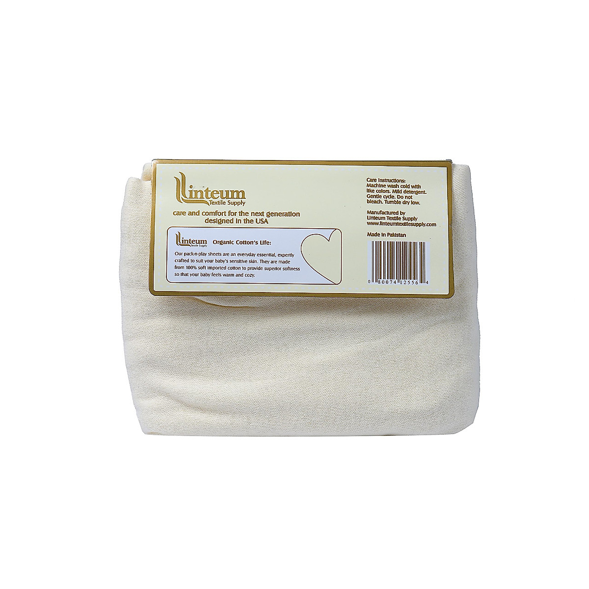 Linteum Textile Premium Jersey Knit Baby Crib Fitted Sheet, 100% Cotton (1, Beige)