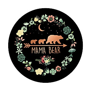 Mama Bear Gift - Rose Flowers Mama Bear with 2 Cubs PopSockets PopGrip: Swappable Grip for Phones & Tablets