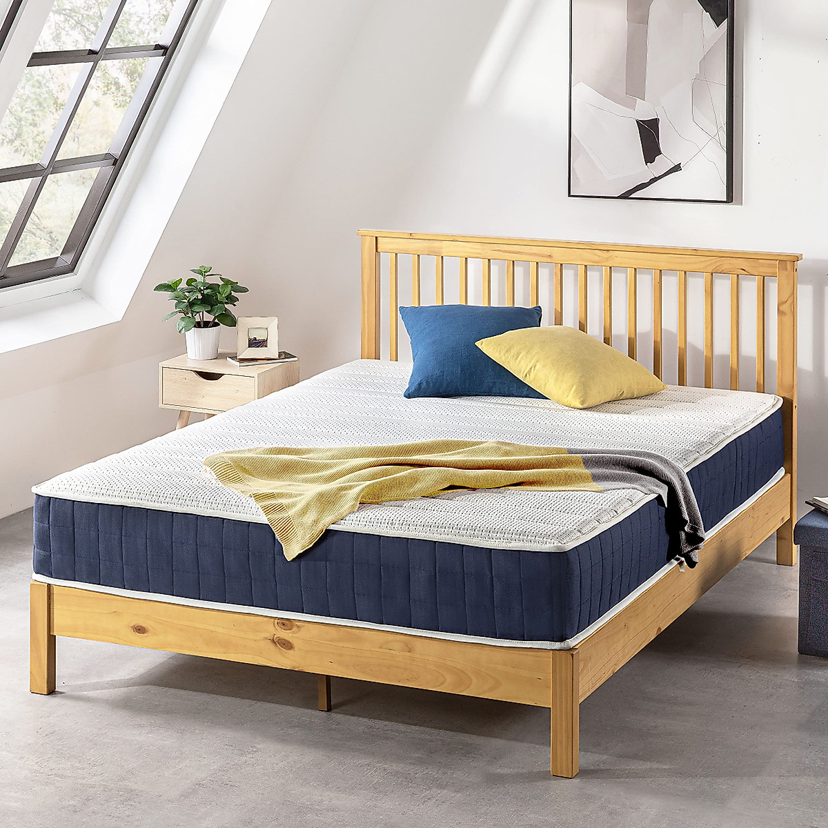 Mellow 10 Inch RENA Pocket Spring Hybrid Mattress with Green Tea Memory Foam, Queen Navy