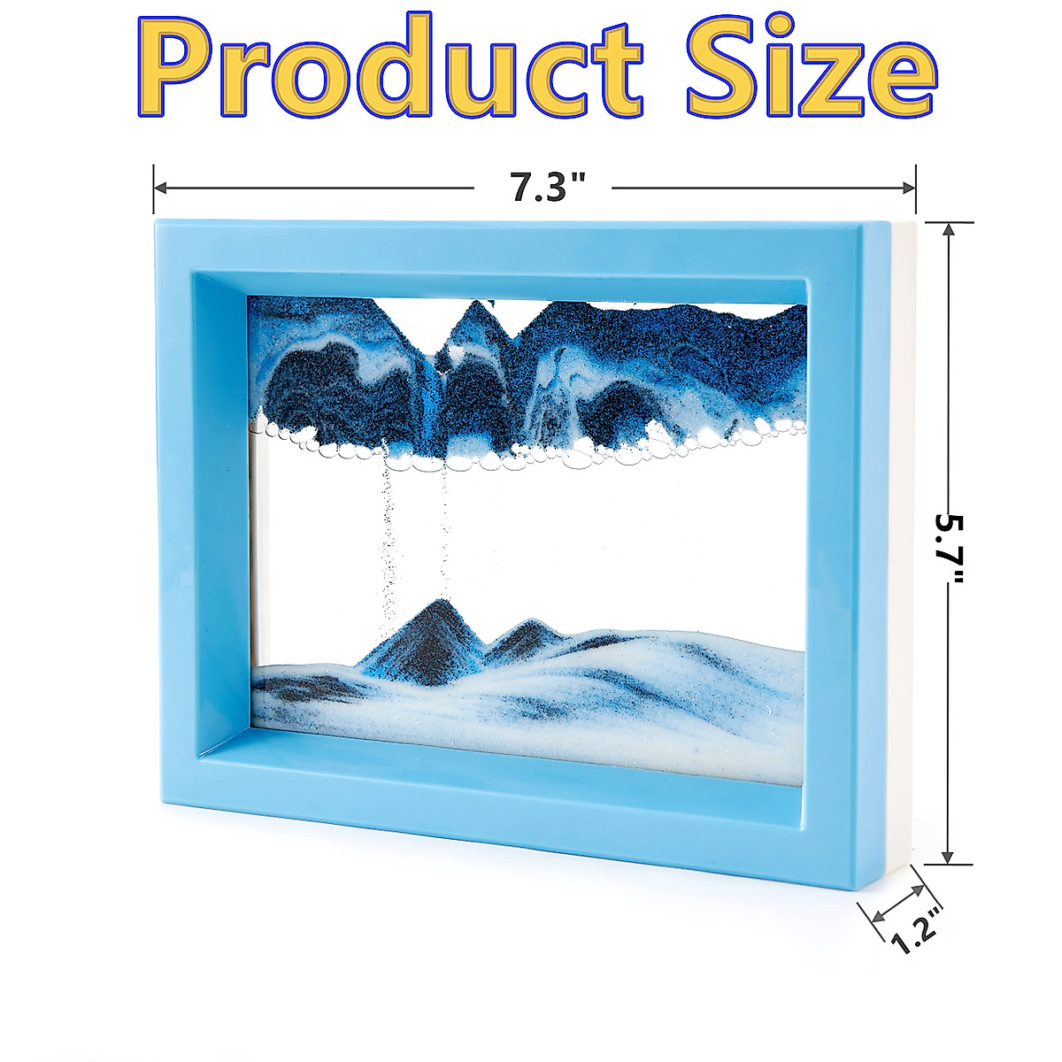 Sand Art Liquid Motion Dynamic Sand Picture, Flowing Sand Picture Moving Sand Art Frame Desktop Art Toys for Calm Relaxing(Blue), Blue,White