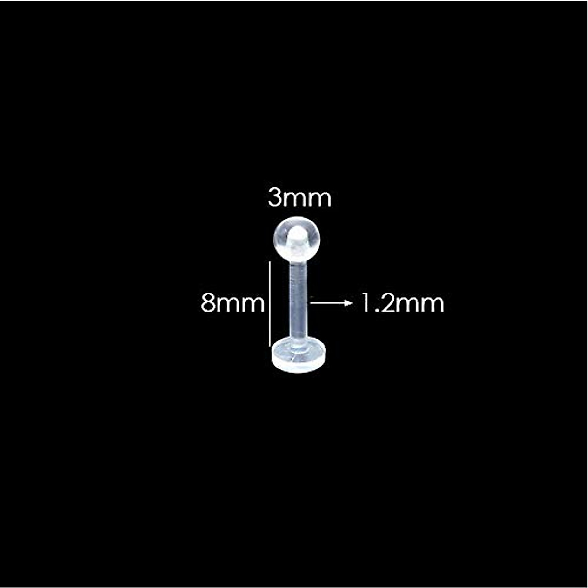 Happyupcity Cartilage Earring 30Pcs Clear Silica Gel and Acrylic Retainer Lip Rings Nose Studs Ear Helix Earring Clear Flat Top Retainer