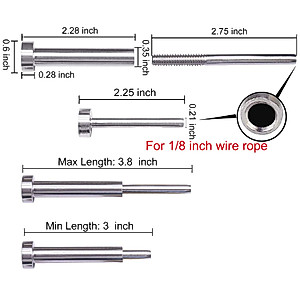 CKE Cable Railing kit Invisible Turnbuckle 1/8" 20 Pairs Swage Threaded Stud Hex Head Fitting Receiver Terminal for Wood & Metal Post