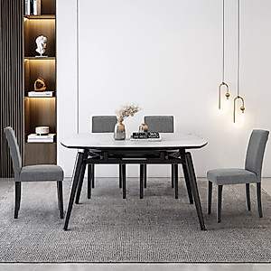 LSSBOUGHT Classic Fabric Dining Chairs Dining Room Chair with Solid Wood Legs (Grey Set of 2)