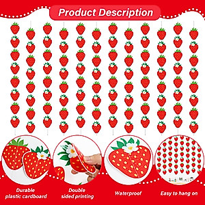 12 PCS Strawberry Party Banners Strawberry Birthday Decorations Strawberry Banner Garland Kit Strawberry Hanging Swirl Decorations Berry First Birthday Garland Party Baby Shower Decor