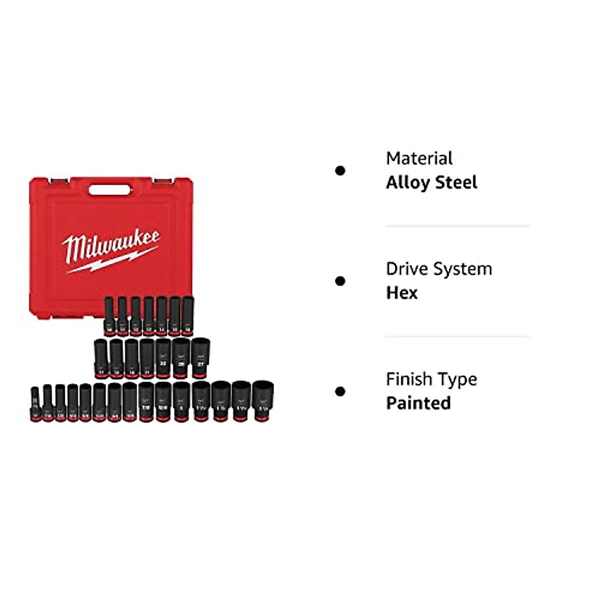 Milwaukee 49-66-7016 29PC SHOCKWAVE Impact Duty 1/2" Drive SAE & Metric Deep 6 Point Socket Set