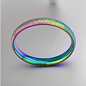 Fashion Month 3mm Stainless Steel Sand Blast Finish Rainbow Gay Lesbian Wedding Band Engagement Domed LGBT Pride Ring Size 5