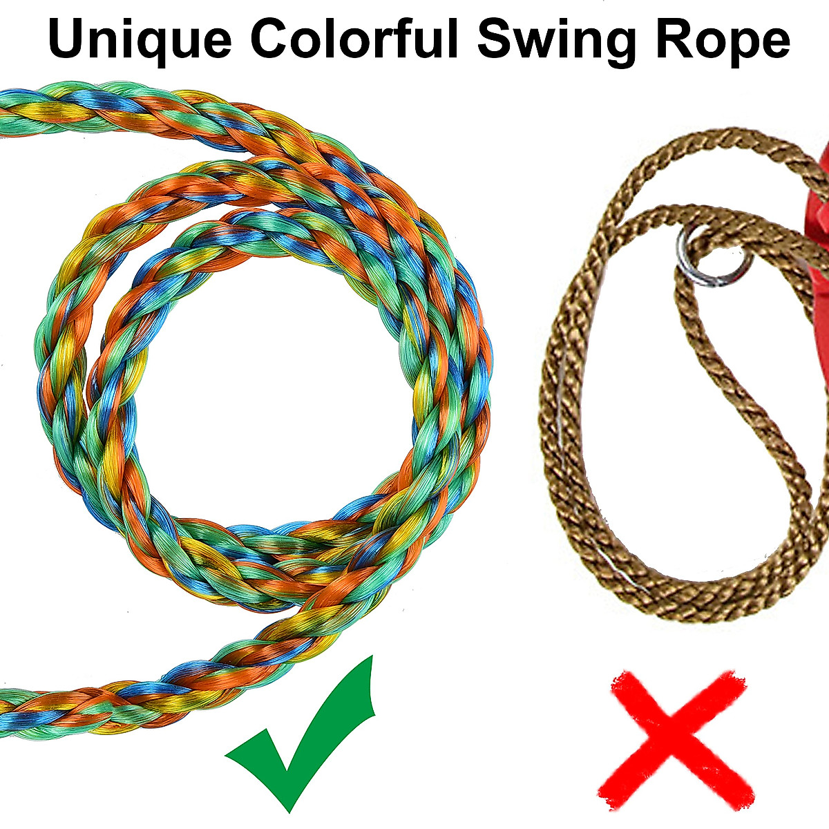 Swing for Kids Disc Swing Tree Swing Set Accessories Rope Swing Adjustable Swing Set with Monkey Bars 1 Carabiner 2 Added Hanging Straps, 3 in 1 Heavy Duty Swingset for Zipline Outdoor Backyard