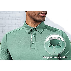 LE VONFORT Mens Quick Dry Performance Golf Polo Shirts Short Sleeve Summer Casual Athletic Collared Shirt Light Green X-Large