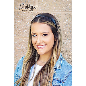 Motique Accessories 1 Inch Vegan Leather Headband for Women and Girls (Black)