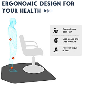 OmySalon 4'x5' - 1/2'' Thick Salon Anti Fatigue Mat for Hairstylist Standing, Barber Floor Matt with Circle Cut Out for Styling Chair, Hair Cutting Hairdressing Equipment