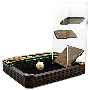 C4Labs Mini Display Dice Tray with Genuine Walnut Top – Rustic Vegan Leather, Teal