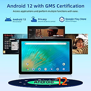 weelikeit Android 12 Tablets 10 inch, 6GB RAM 128GB ROM Tablet, 2.0GHz Octa-core Android Tablet with 5G WiFi,10.1 IPS Glass Touch Screen, 6000 mAh, Bluetooth 5.0, 8MP+13MP Cameras, GPS(Gray)