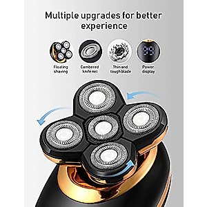Electric Shavers for Men - 5 in 1 Bald Head Shavers for Men, 5D Floating Cordless USB Rechargeable Rotary Razor Multifunctional Grooming Kit Beard Trimmer Waterproof Wet and Dry with LED Display